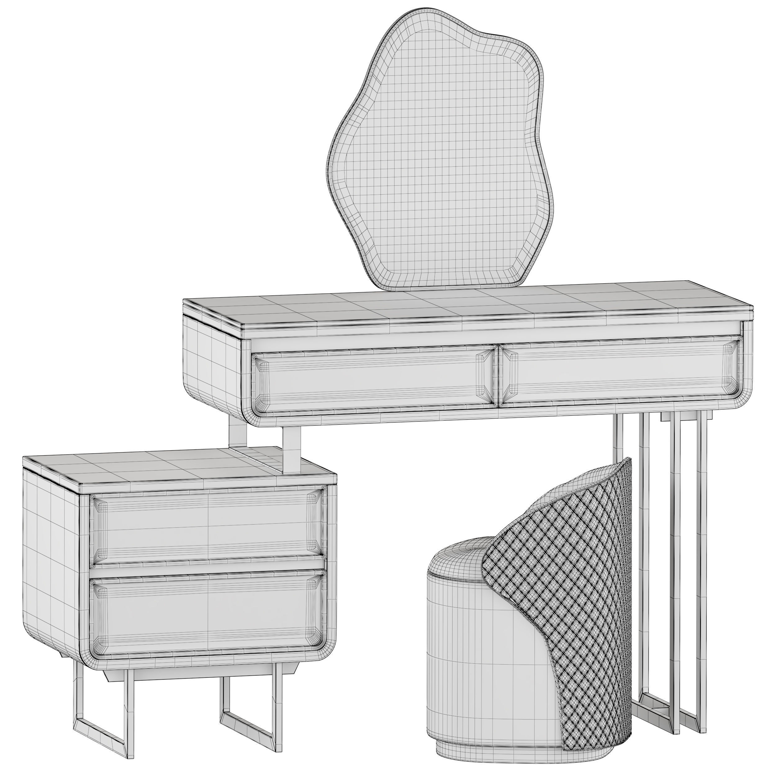 Modern Makeup Vanity With Cloud LED Lighted Mirror 3D model | CGTrader