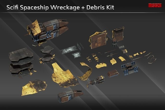 3D model Scifi SpaceshipWreckage Debris Kit VR / AR / low-poly | CGTrader