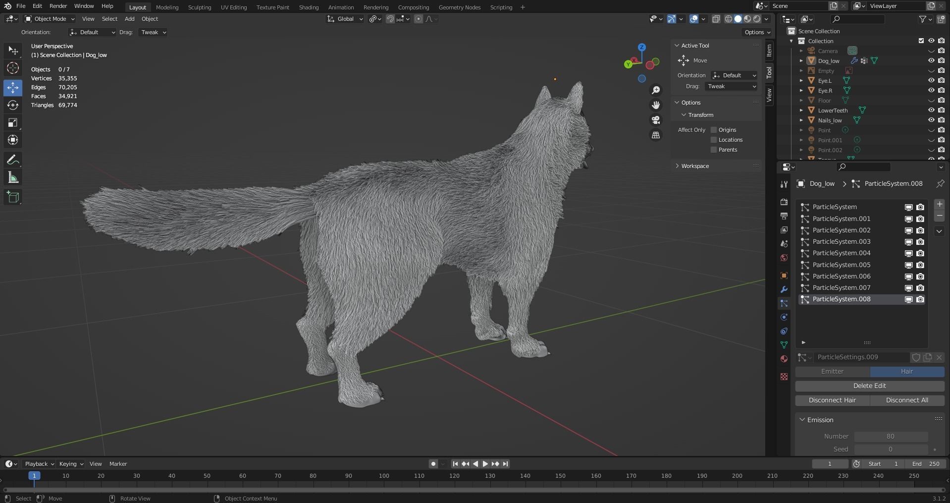3D model Fur Gray Wolf Rigged and Animation V01 VR / AR / low-poly ...