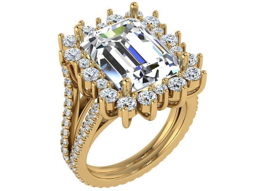 Gallant big square diamond ring 3182 3D print model 3D model 3D ...