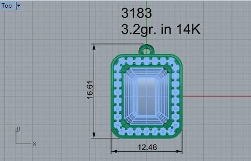 Square diamond stone pendant 3183 3D print model 3D model 3D printable ...