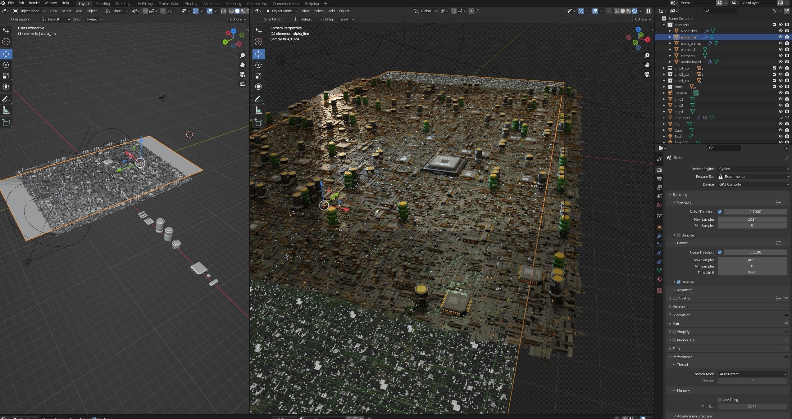 Chip board scene Blender 3D model | CGTrader