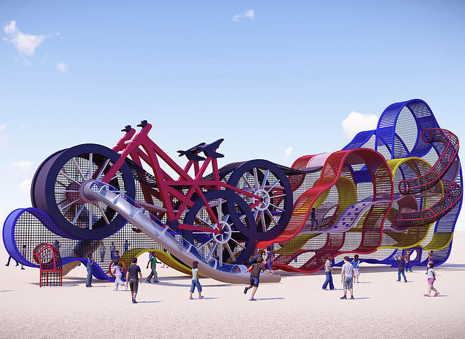 Bicycle wall holla climbing series children vertical playground 3D ...