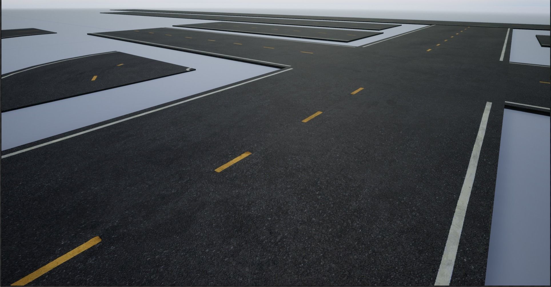 3D model Modular Destroyed-Fine American Striped Roads 2K VR / AR / low ...