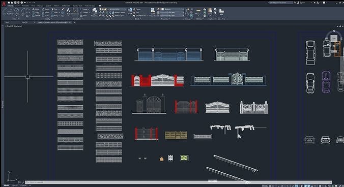 Autocad blocks library model 2D 3D model | CGTrader