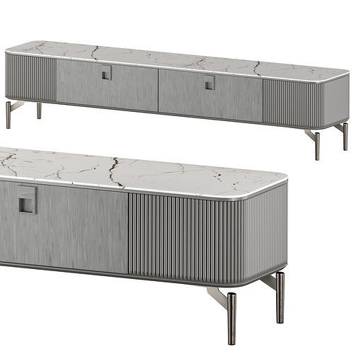 Modern Rectangle Sintered Stone TV Stand 3D model | CGTrader