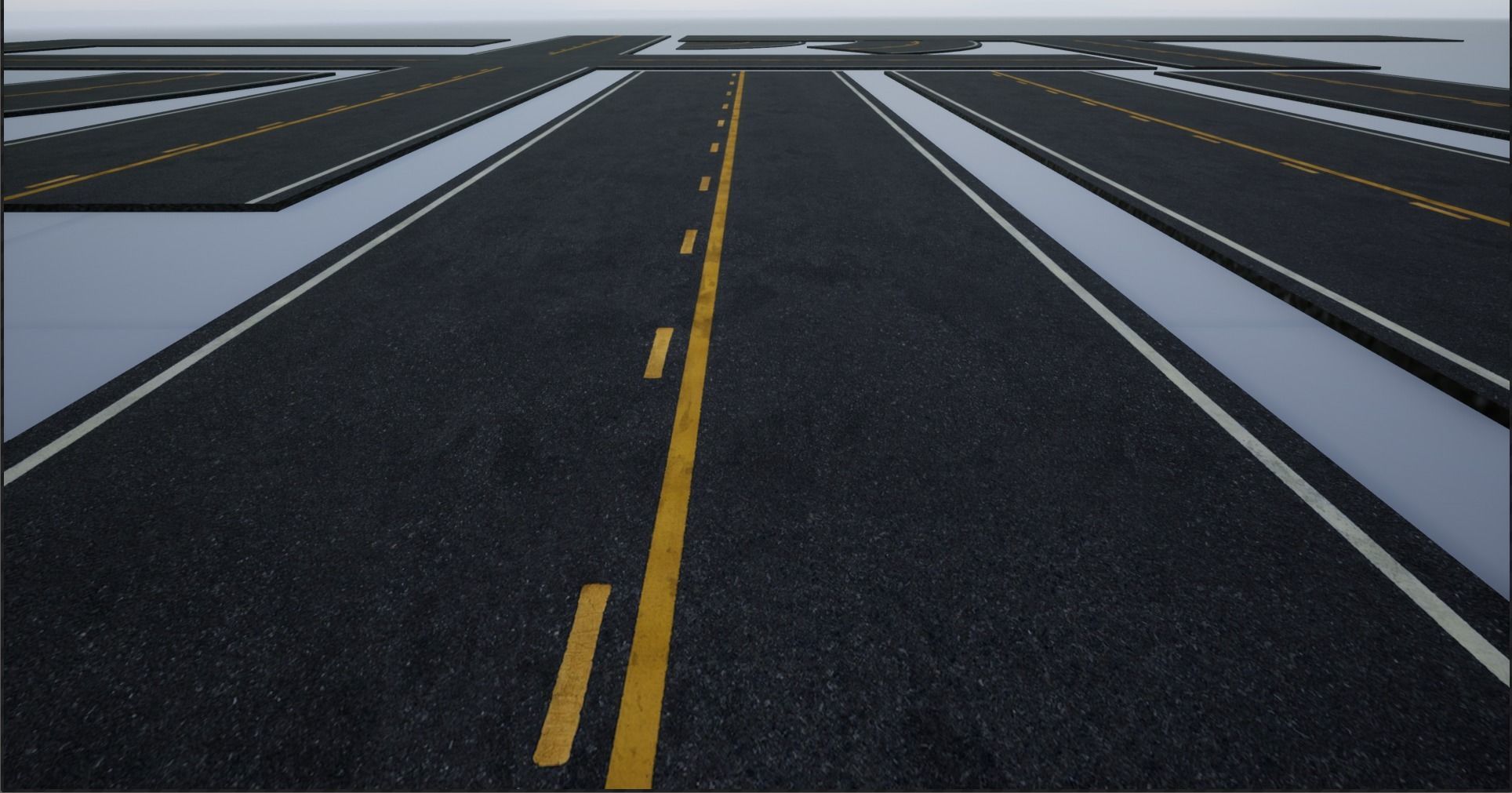 3D model Fine-Destroyed American Striped-Lined Modular Roads VR / AR ...