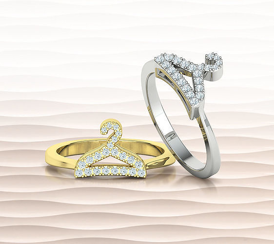 Diamond Hangers Ring Unique Design Ring 3dmodel 3D model 3D printable ...