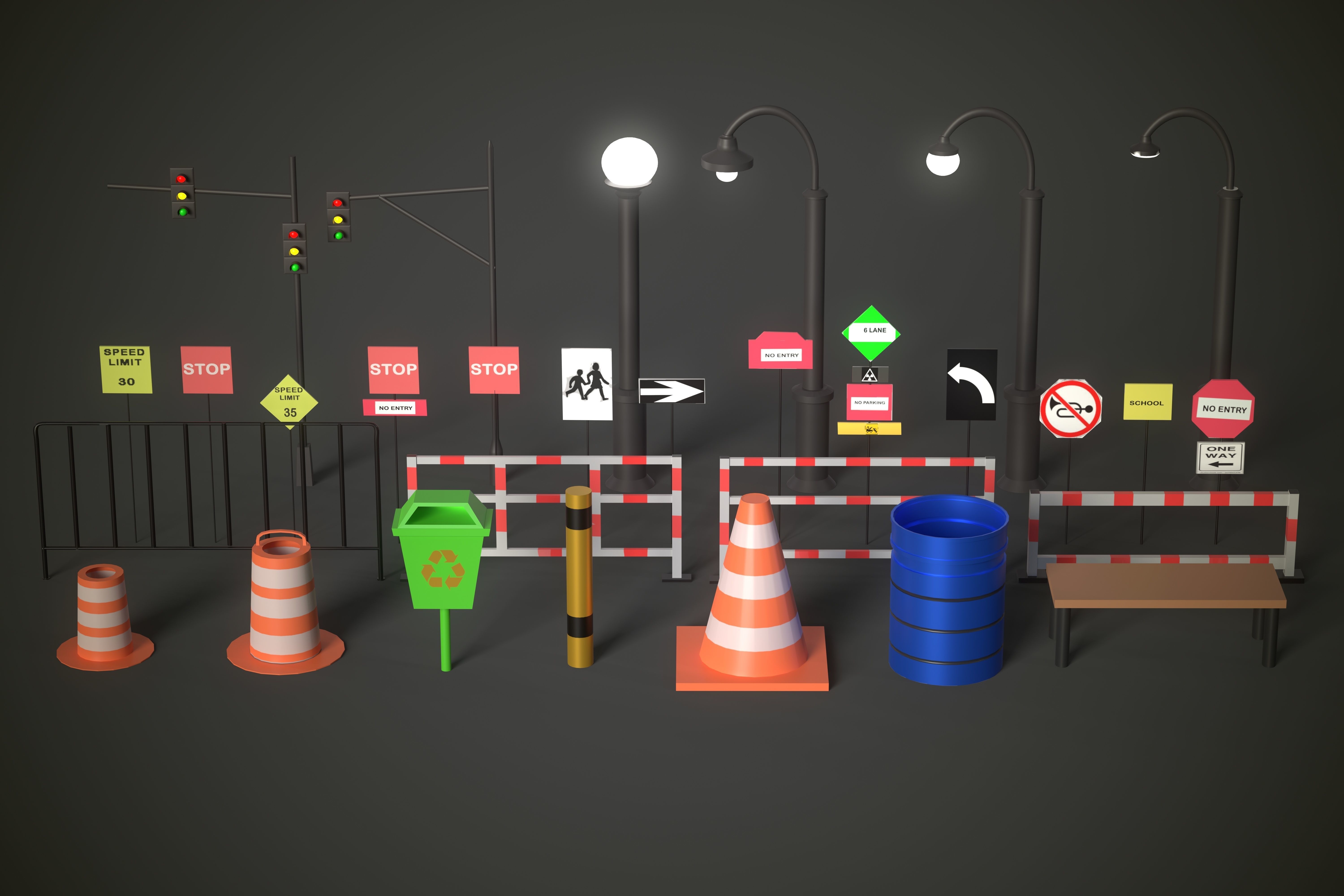 3D model 3D Street Props VR / AR / low-poly | CGTrader