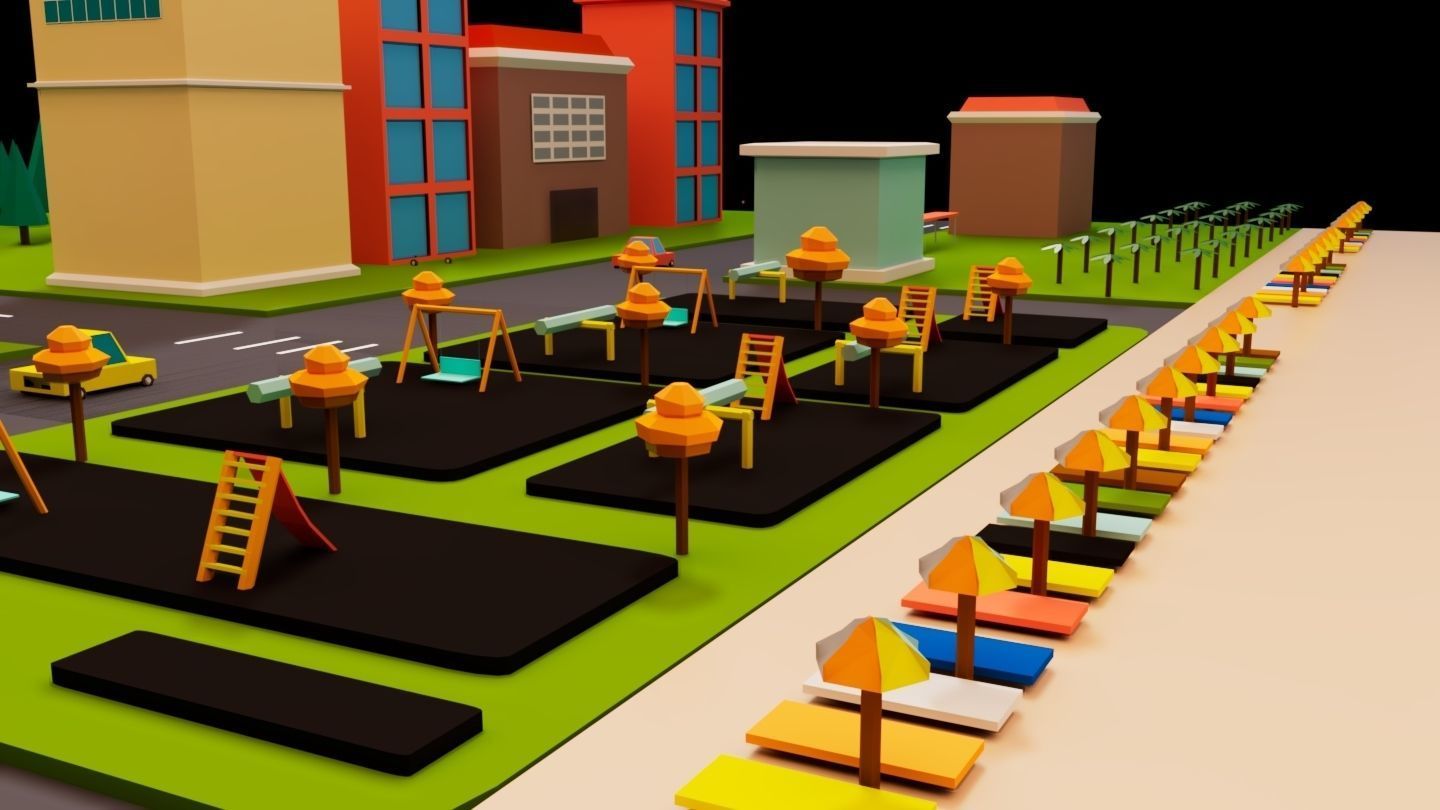 Low Poly City Environment 3D model | CGTrader