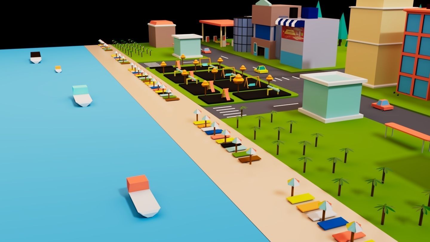 Low Poly City Environment 3D model | CGTrader