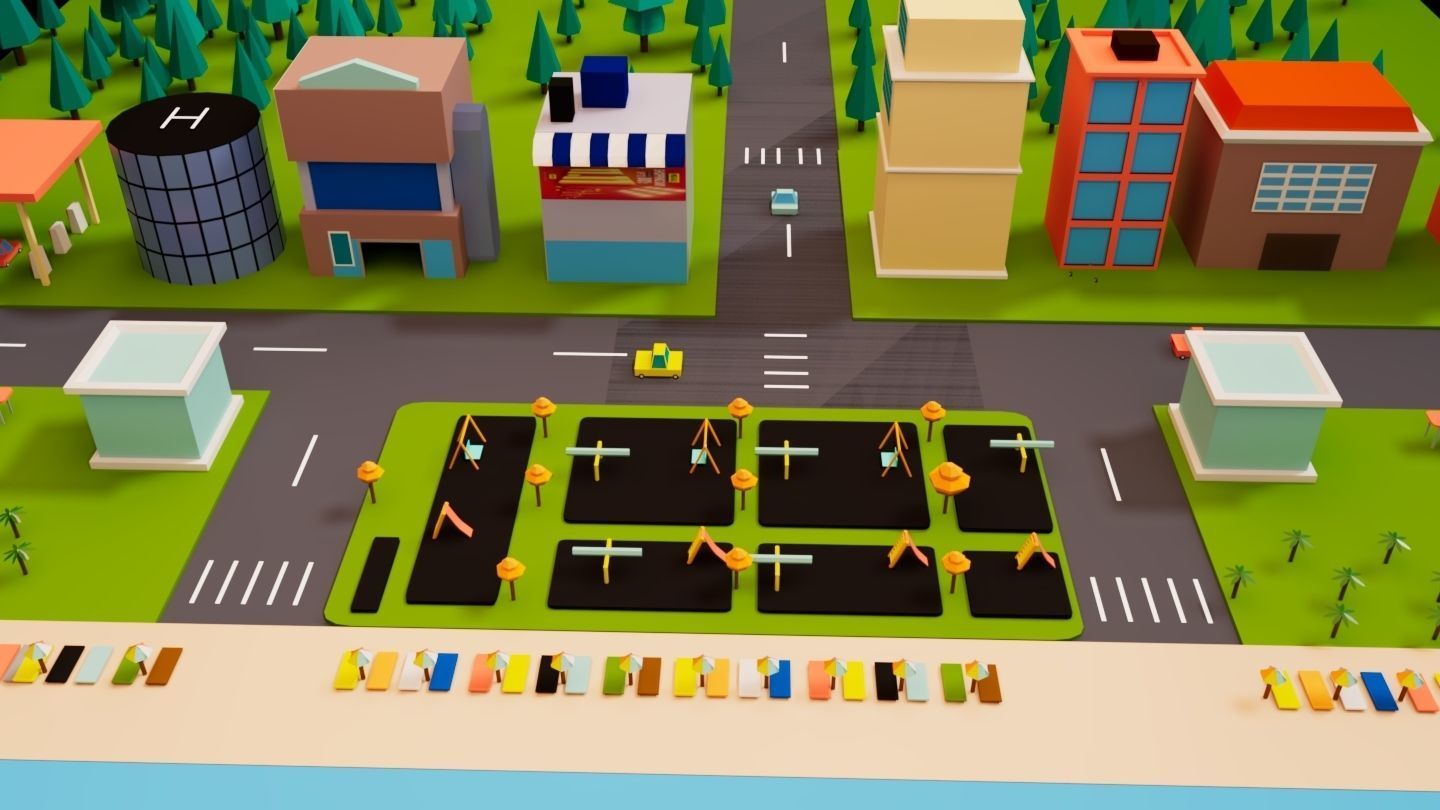 Low Poly City Environment 3D model | CGTrader