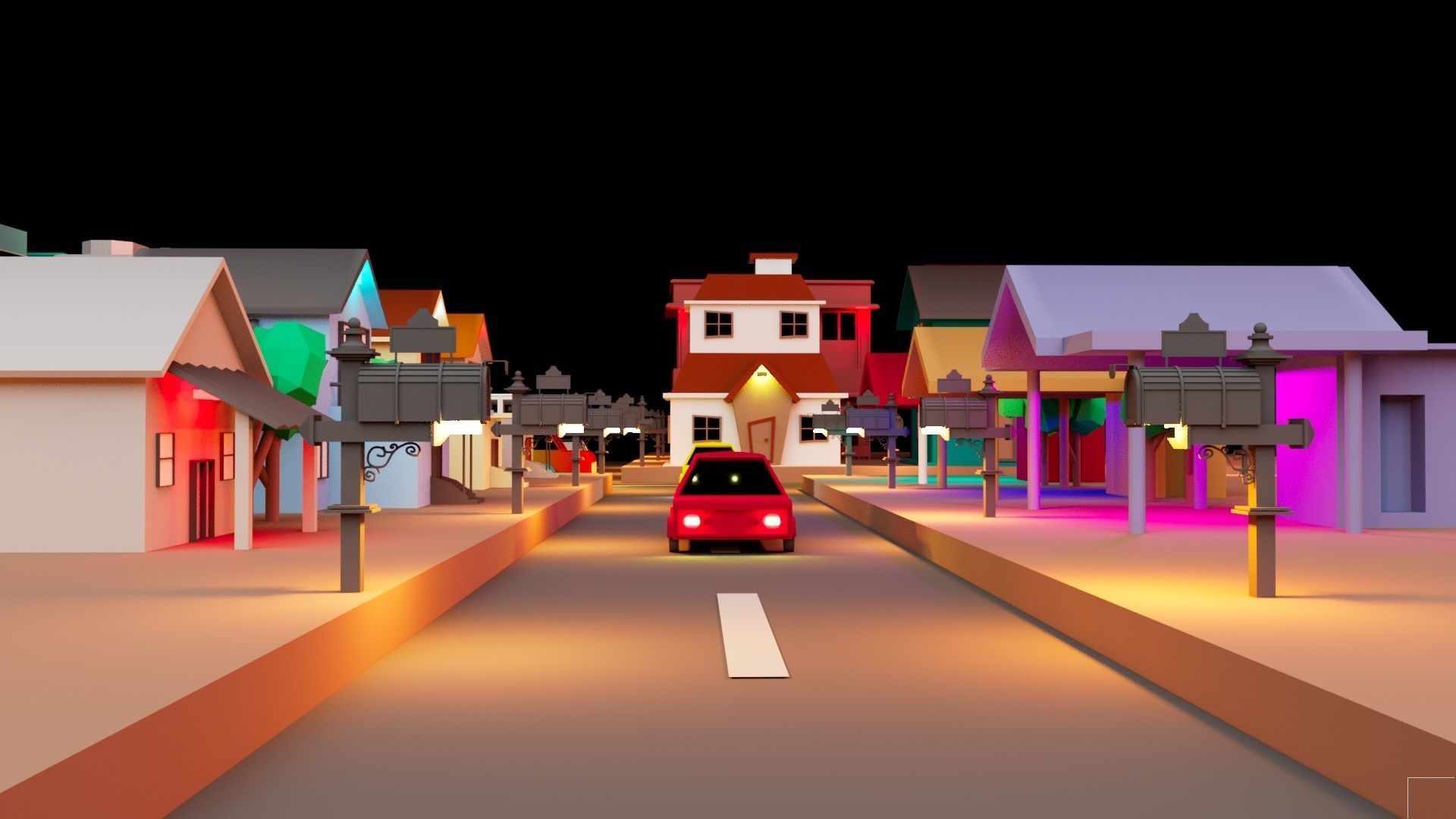 Low Poly Night Cityscape Environment 3D model | CGTrader