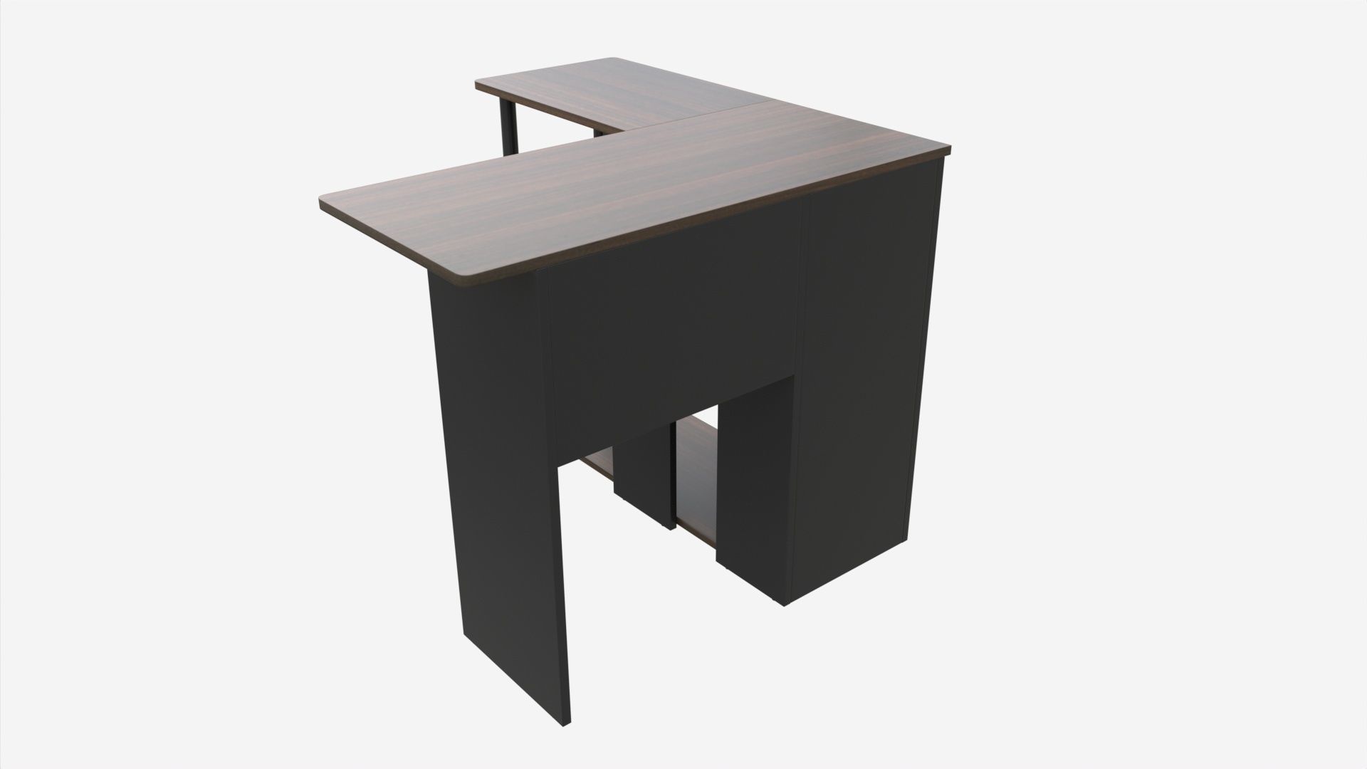 L-shape Desk with Bookshelf 3D model | CGTrader