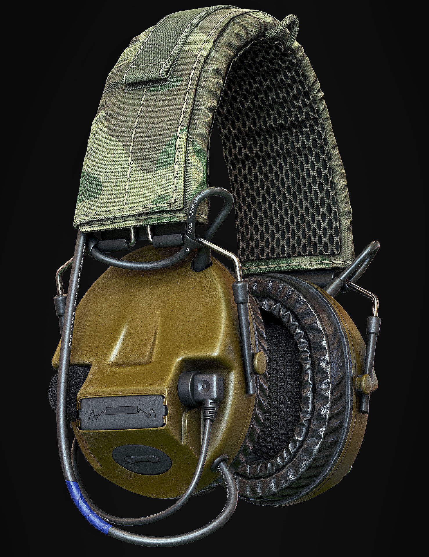 3D model Game-Ready Headset camouflage with microphone VR / AR / low ...