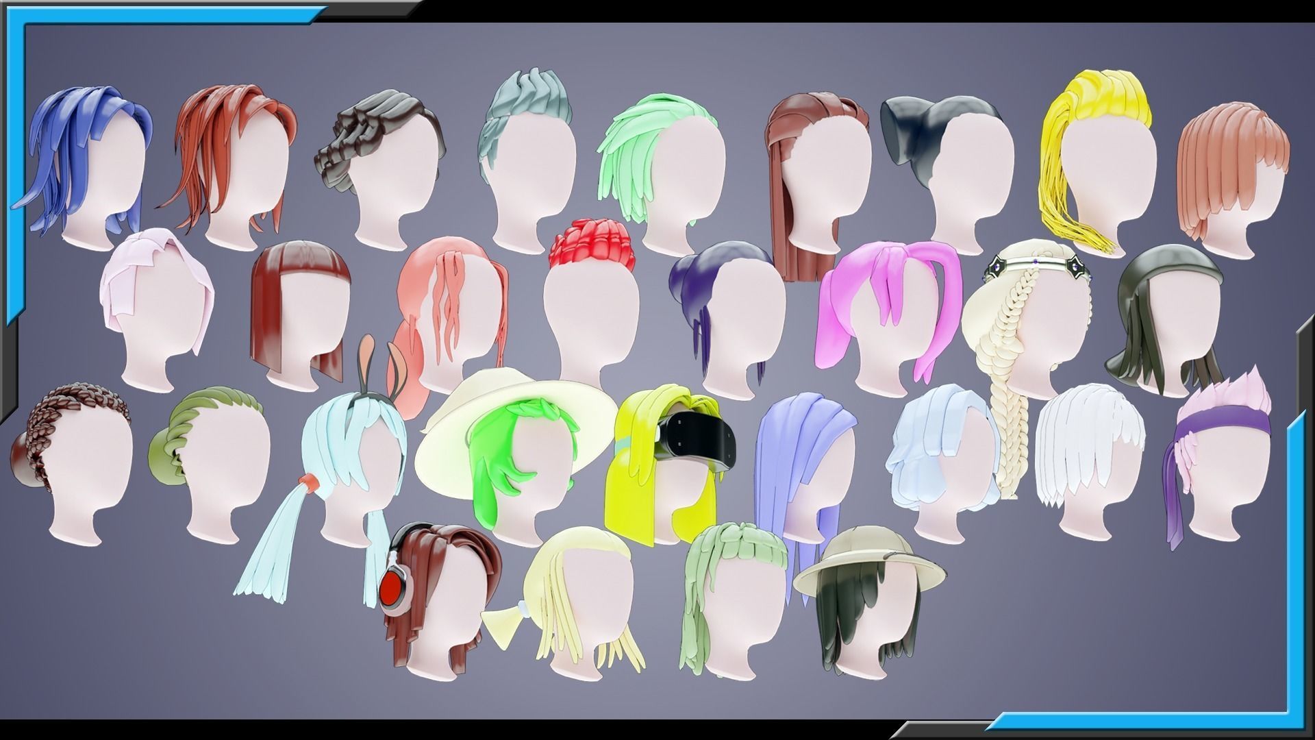 3D model Base Stylized Haircuts 121-150 VR / AR / low-poly | CGTrader