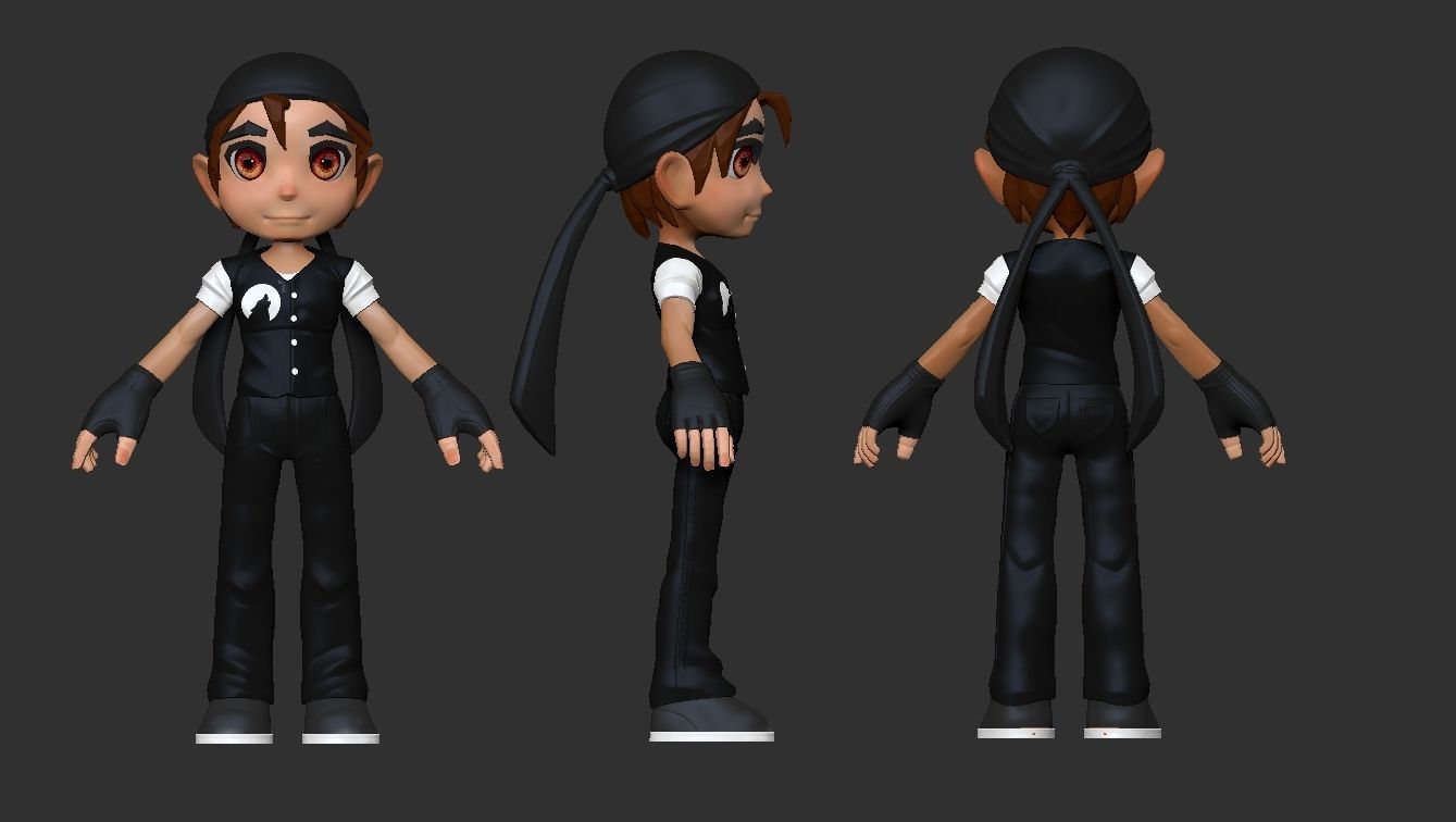 3D model stylized anime boy half chibi character - Perfect to game ...