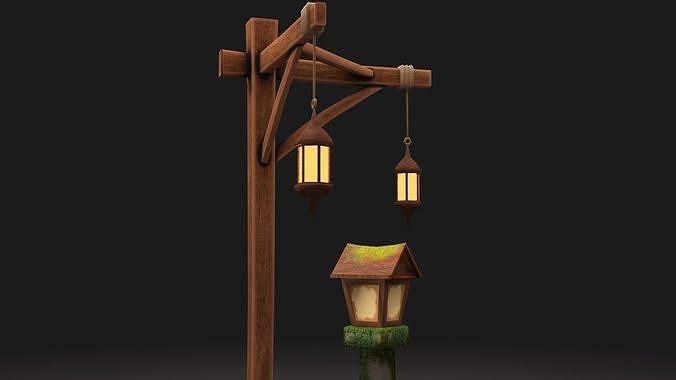 3D model Low Poly Wooden Lights VR / AR / low-poly | CGTrader