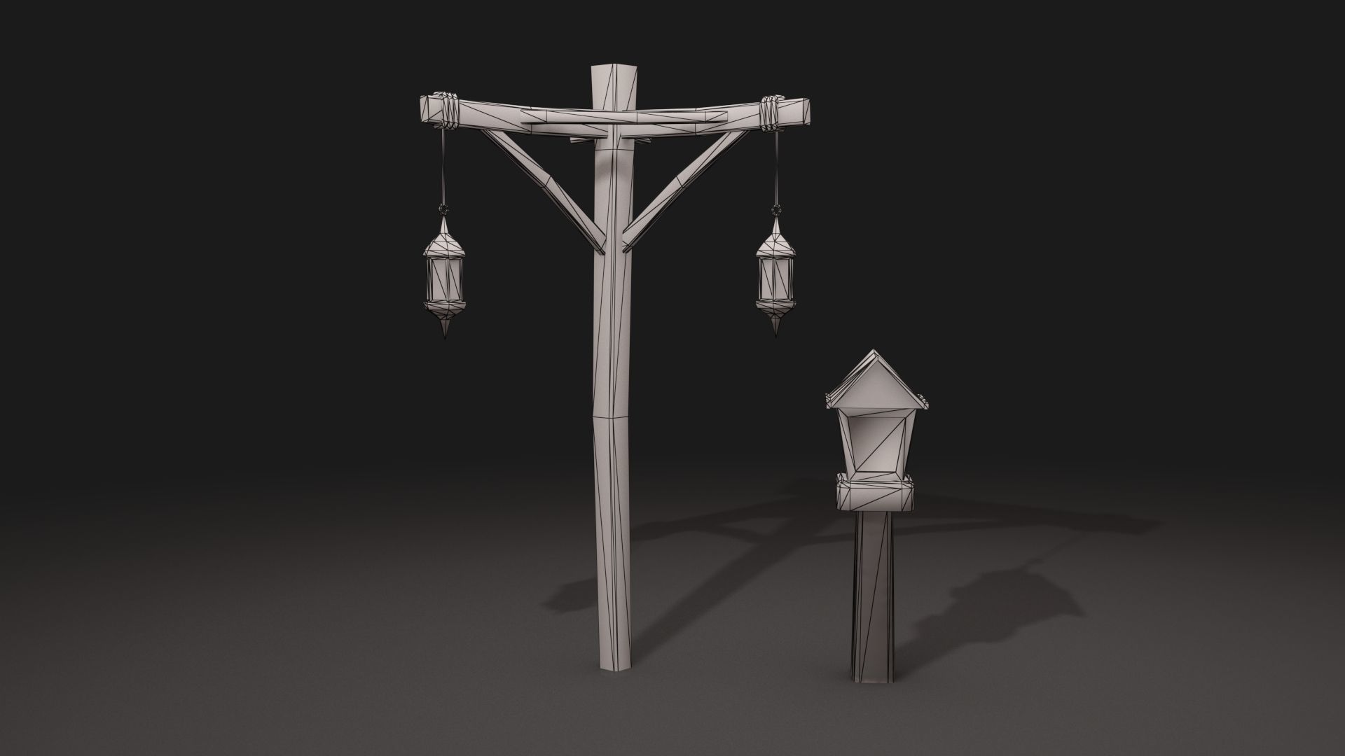 3D model Low Poly Wooden Lights VR / AR / low-poly | CGTrader