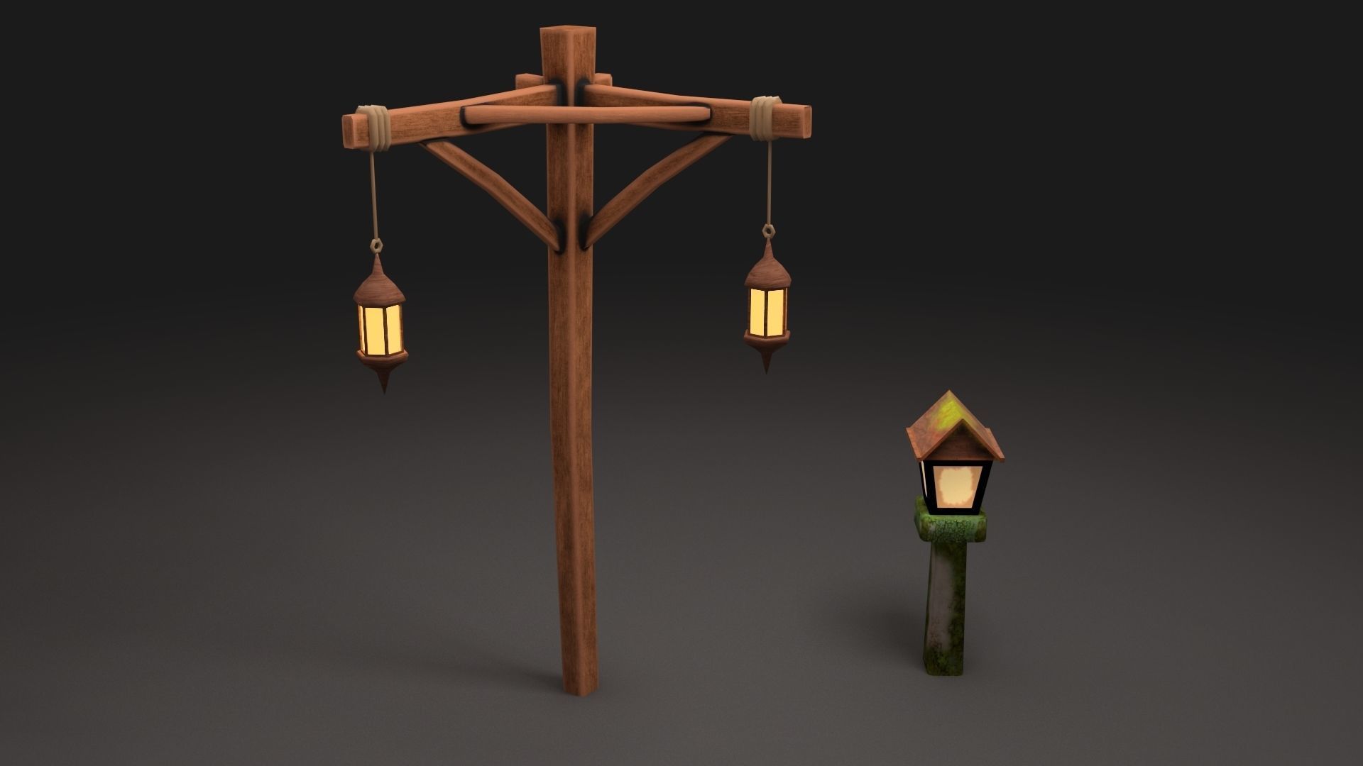 3D model Low Poly Wooden Lights VR / AR / low-poly | CGTrader