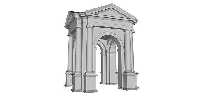 Tuscan order Arched portico in the mas with 34 column a pedestal 3D ...