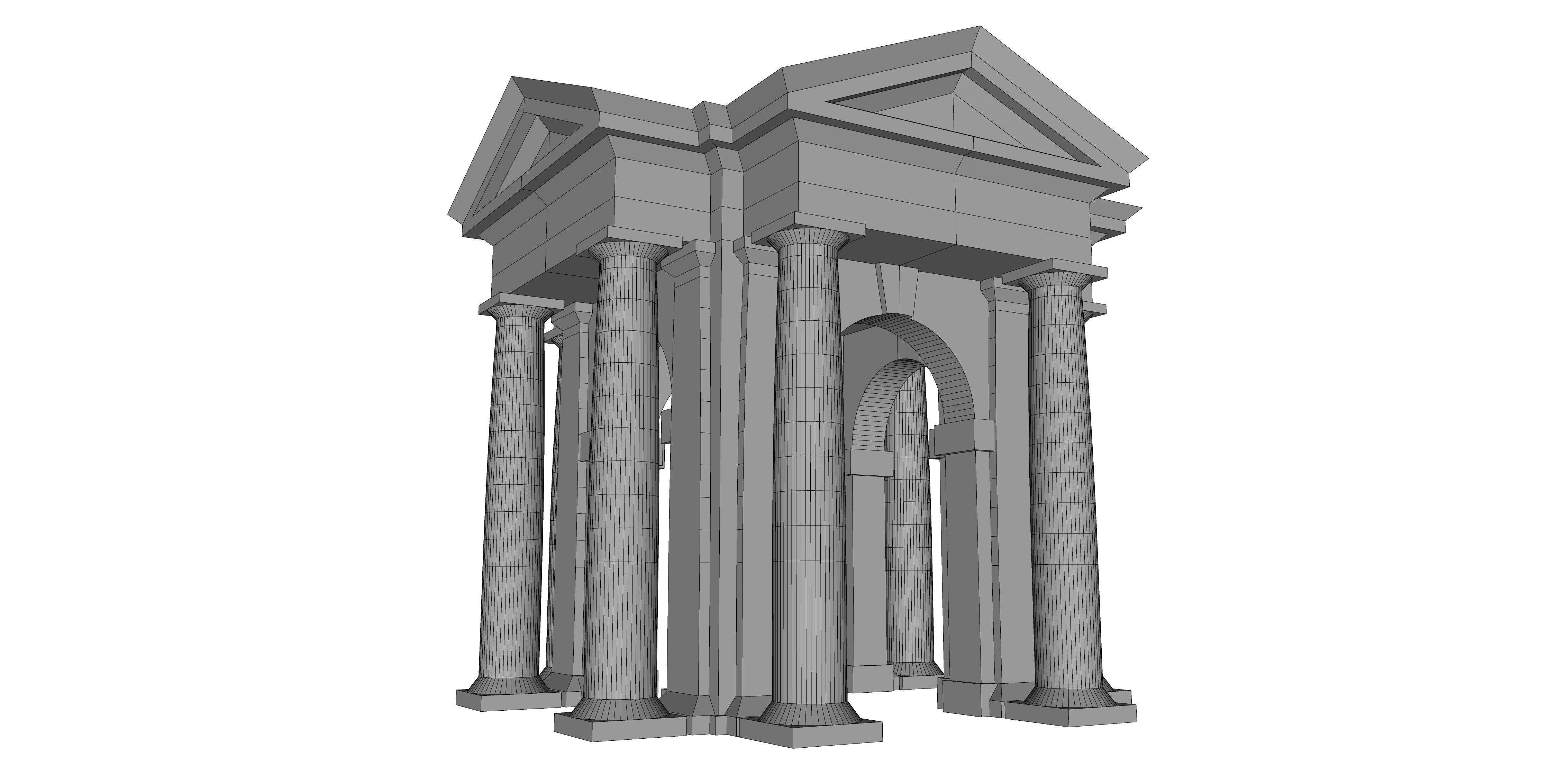 3D model Tuscan order Arched portico in the mas with freestanding ...