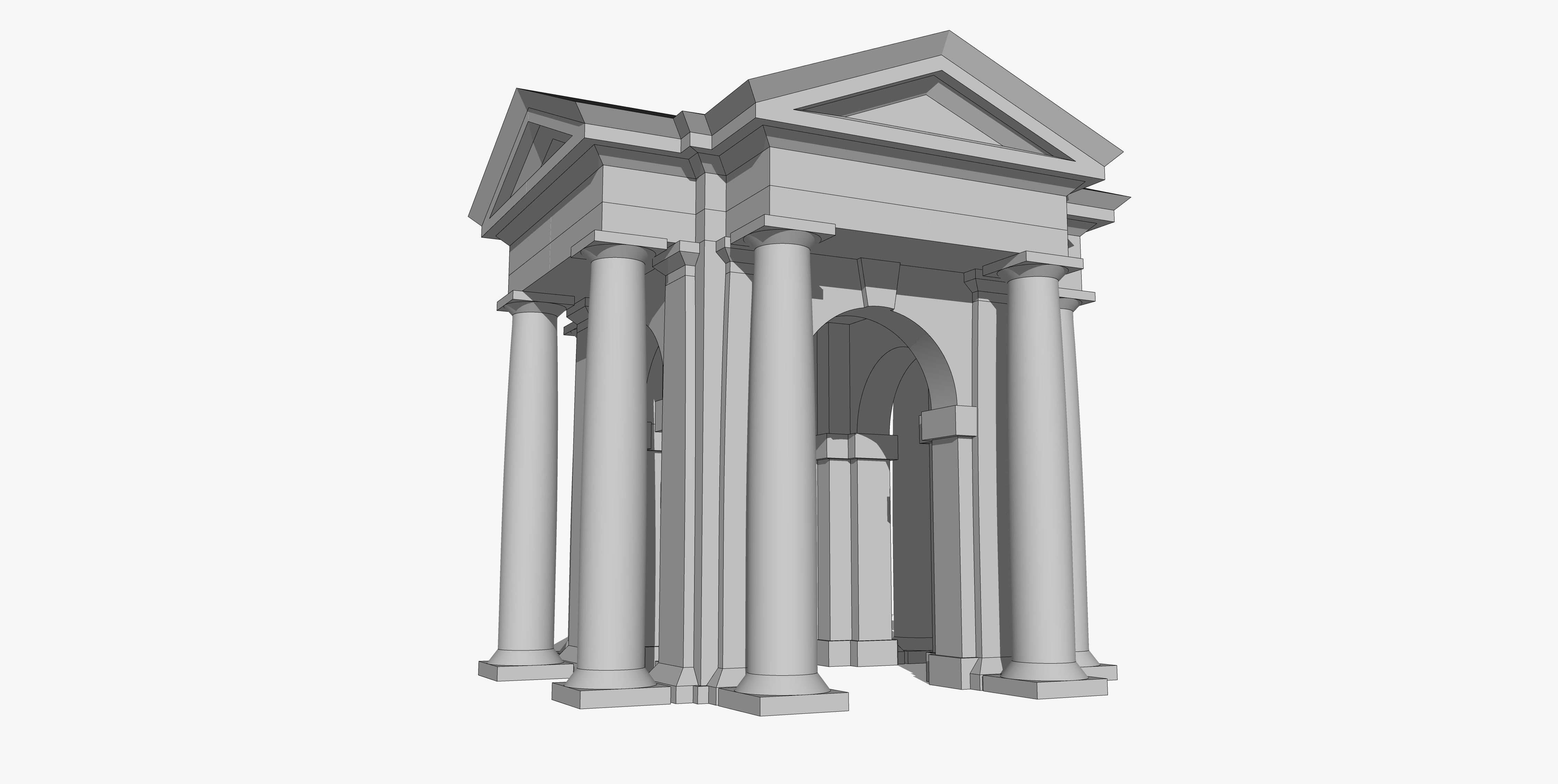 3D model Tuscan order Arched portico in the mas with freestanding ...