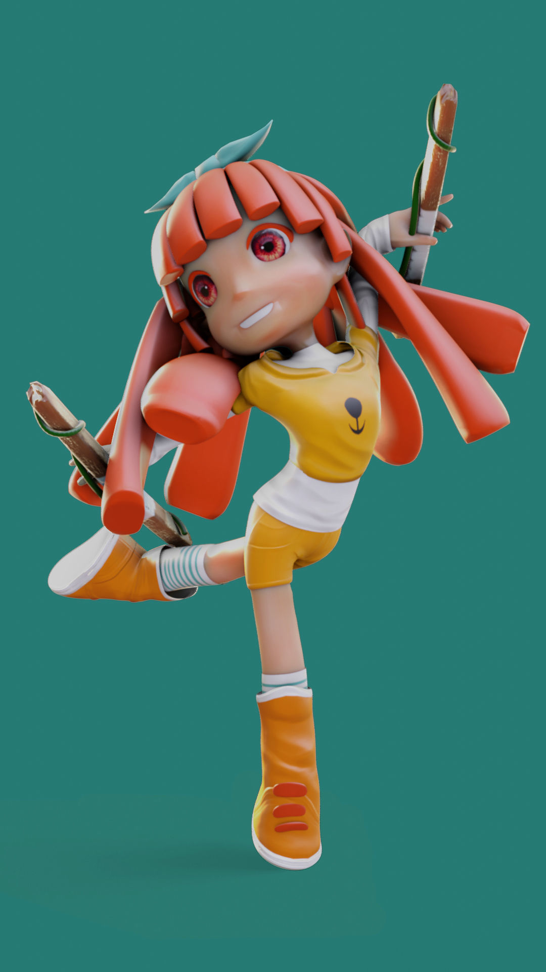 3D model stylized anime girl half chibi character VR / AR / low-poly ...