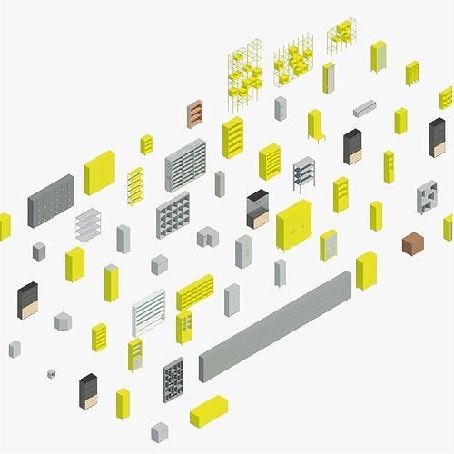 Cabinets and shelves - Pack of revit families 3D model 3D model | CGTrader