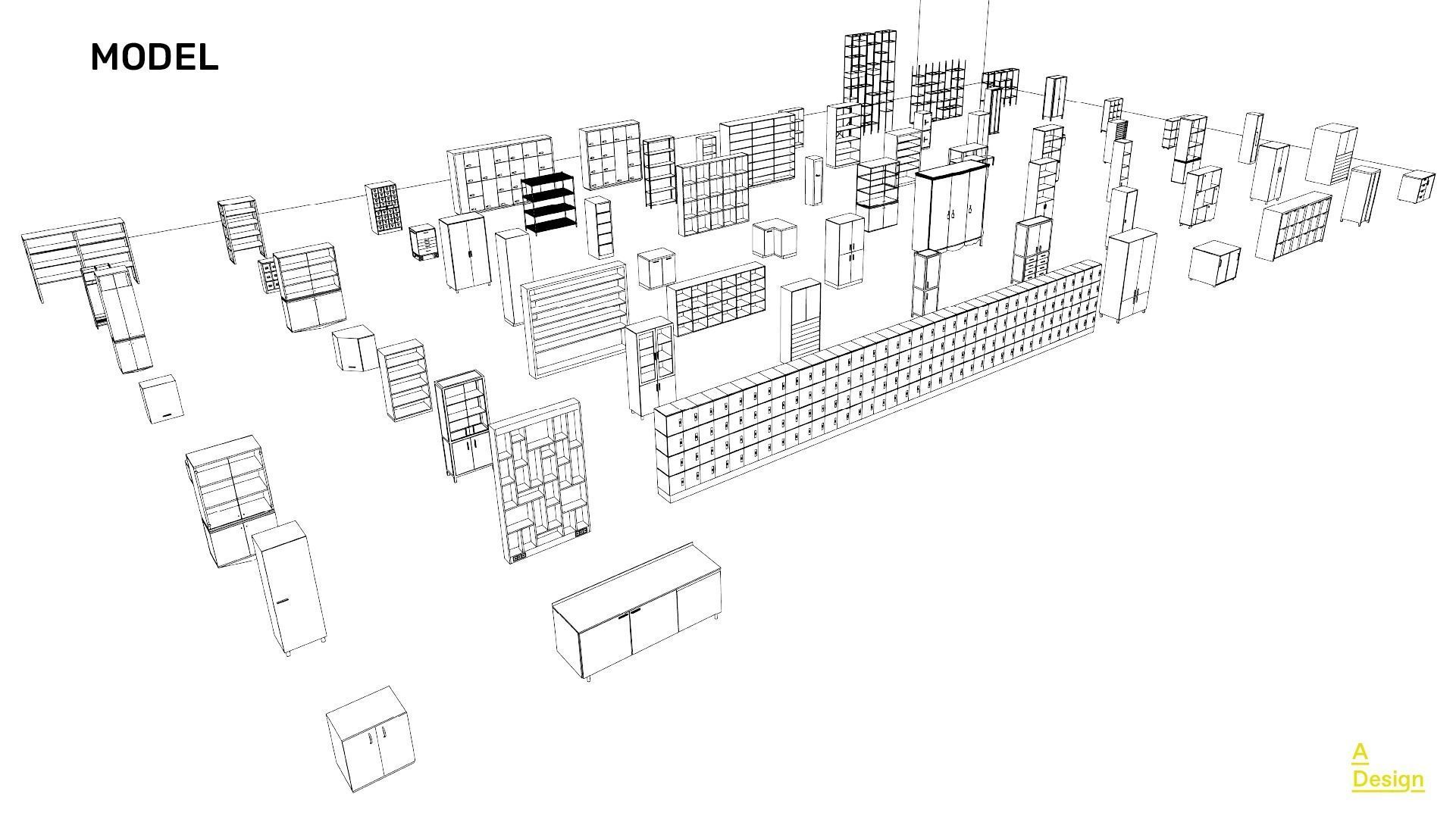 Cabinets and shelves - Pack of revit families 3D model 3D model | CGTrader