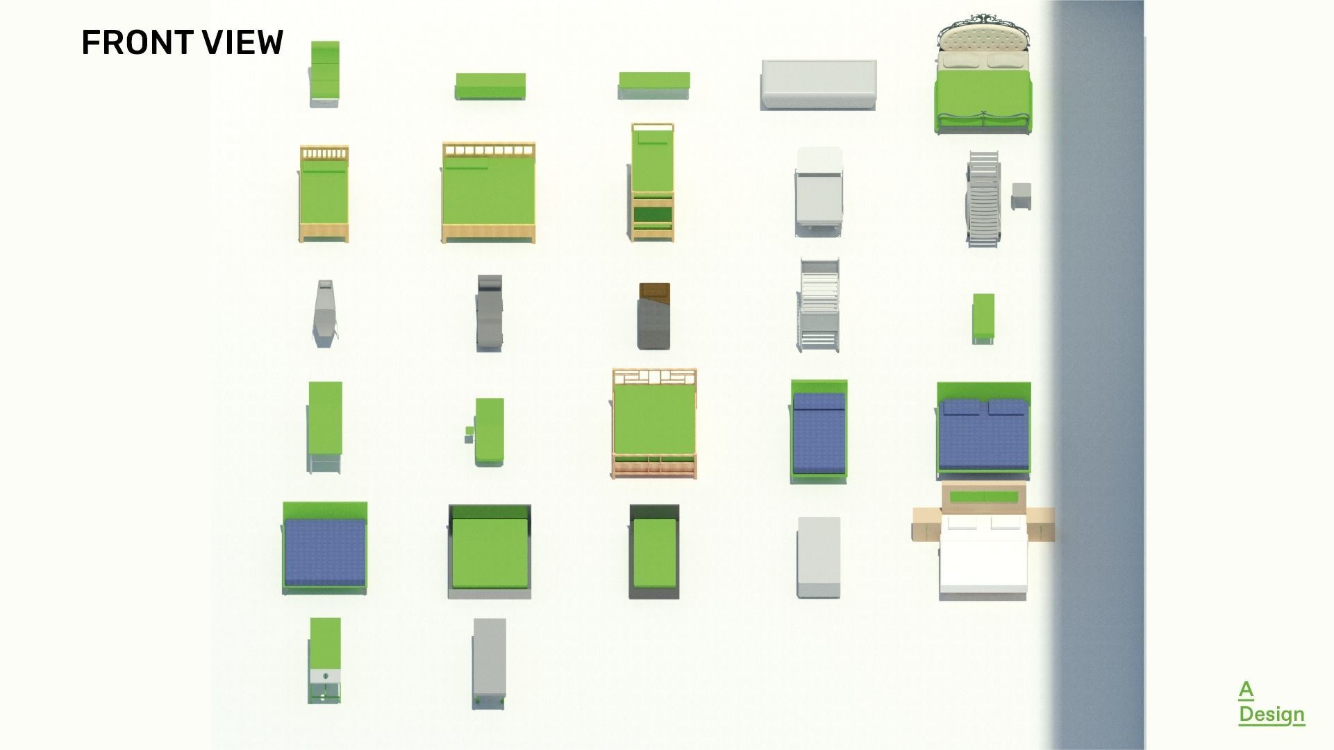 Beds - Pack of revit families 3D model | CGTrader