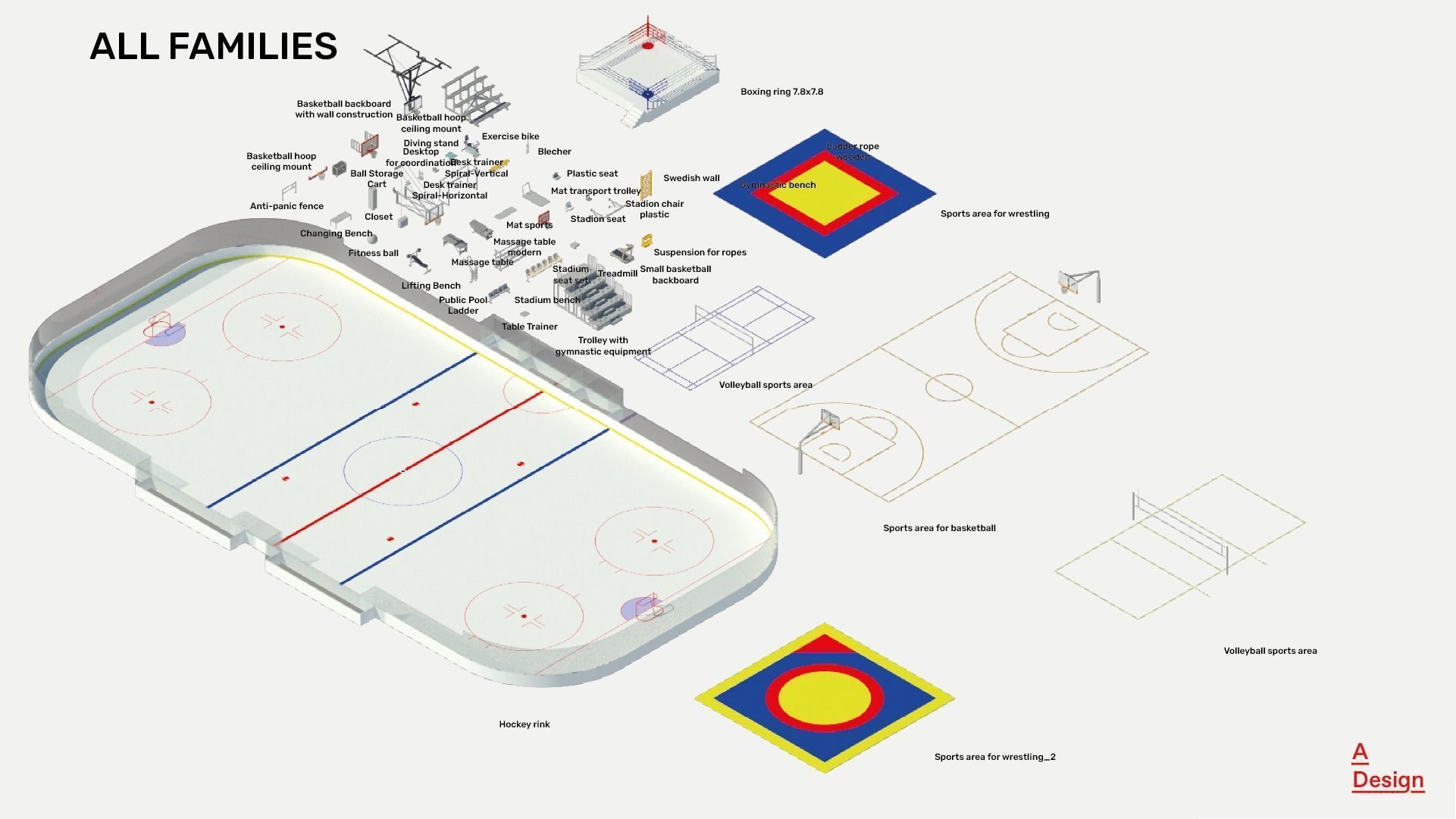 Sports Equipment - Pack of revit families 3D model | CGTrader