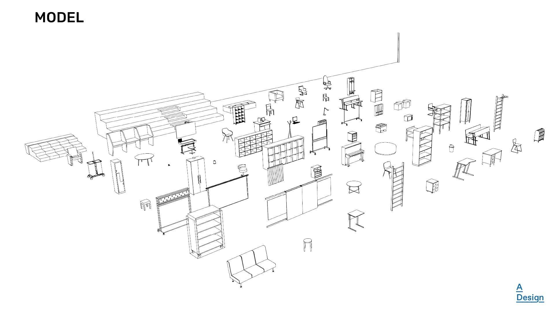 School equipment - Pack of revit families 3D model | CGTrader