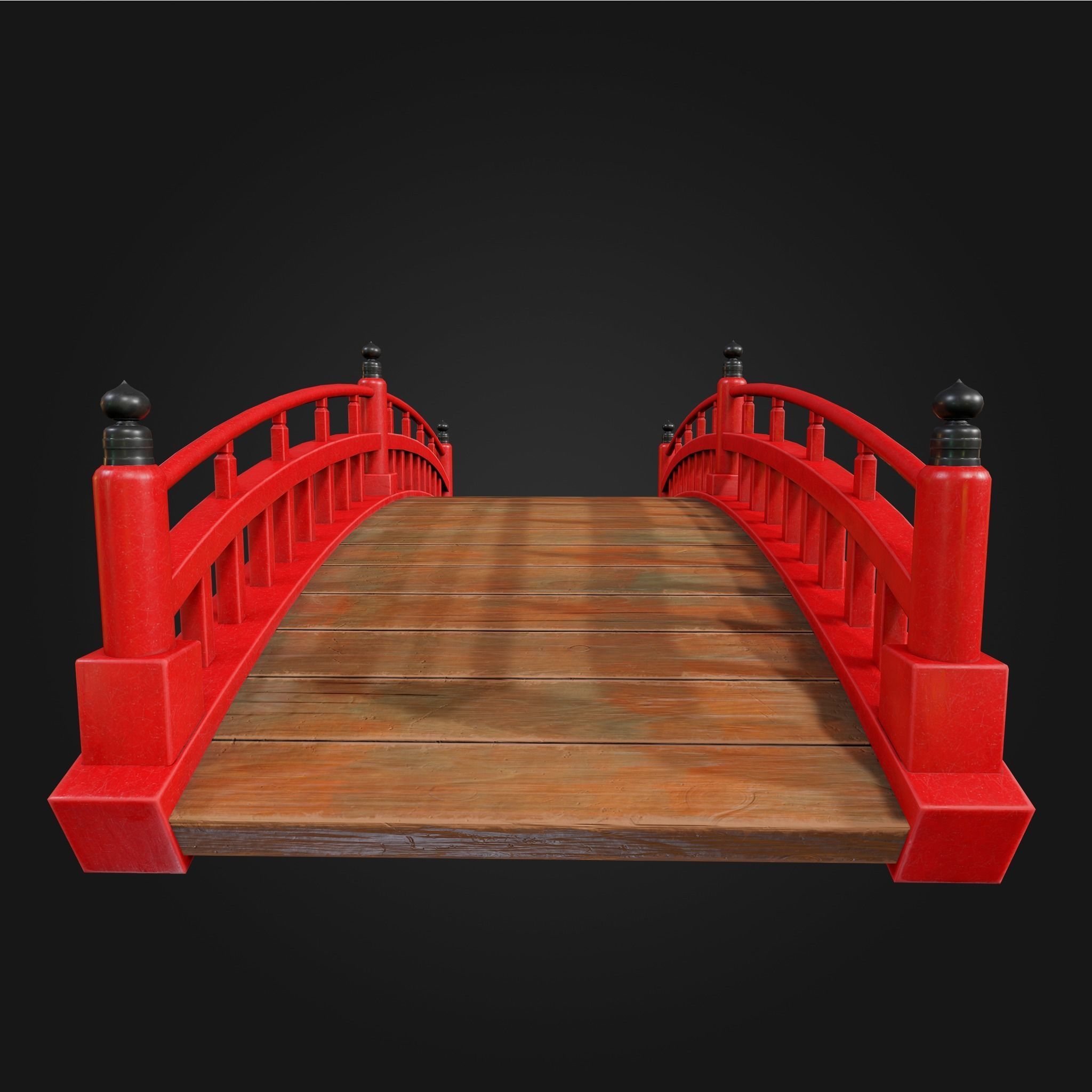 3D model Japanese Red brigde torii garden low poly gameready VR AR VR ...