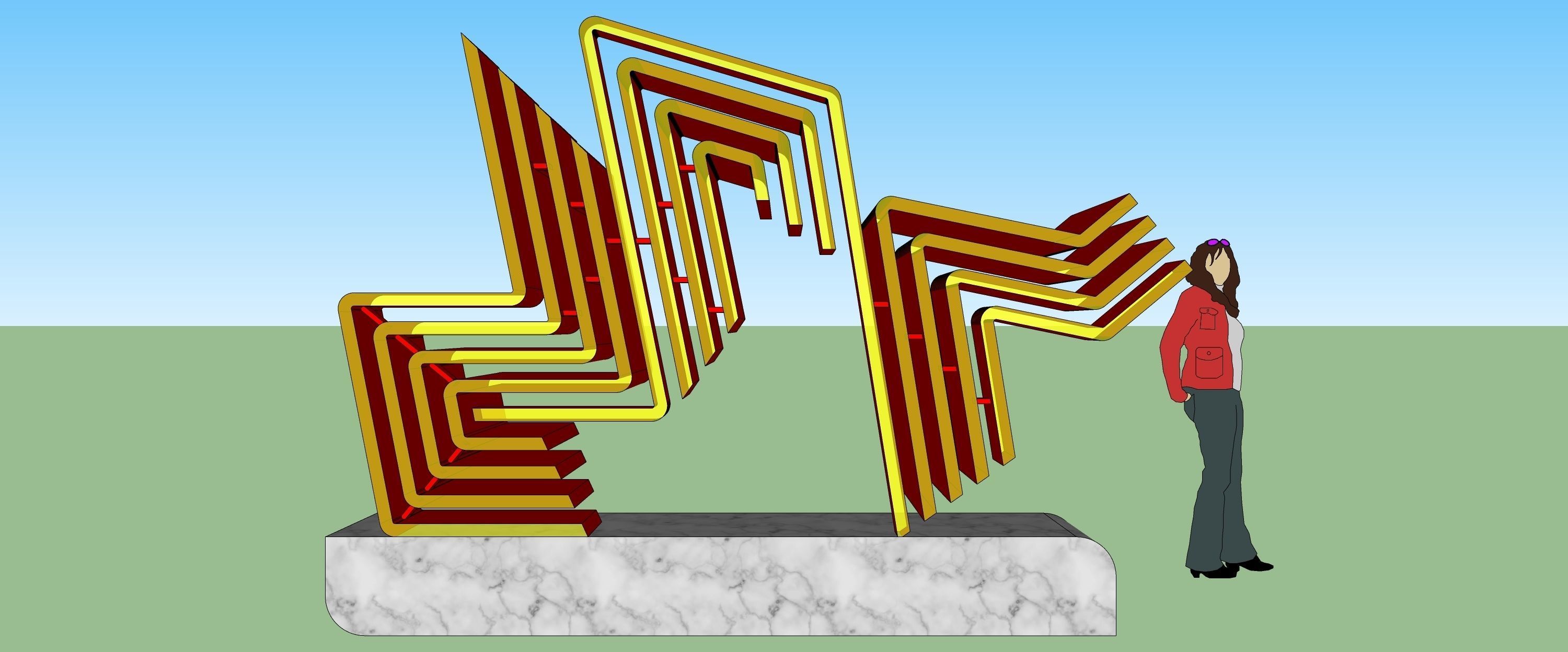 Modern artwork with steel plat sketchup and autocad 3d 3D model | CGTrader