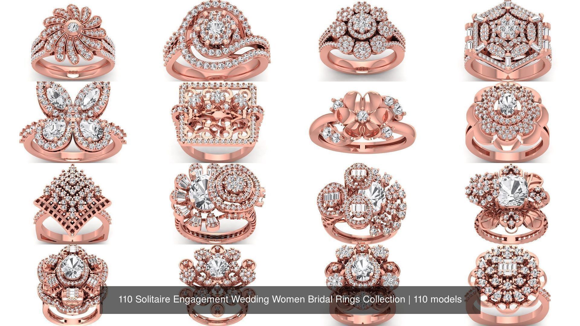 110 Solitaire Engagement Wedding Women Bridal Rings Collection | CGTrader