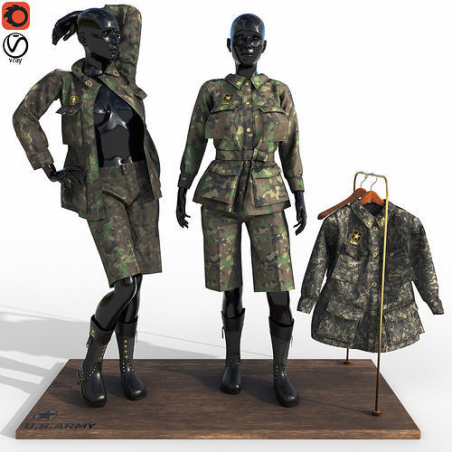 mannequinVol03 two mannequins in camouflage uniforms 3D model | CGTrader