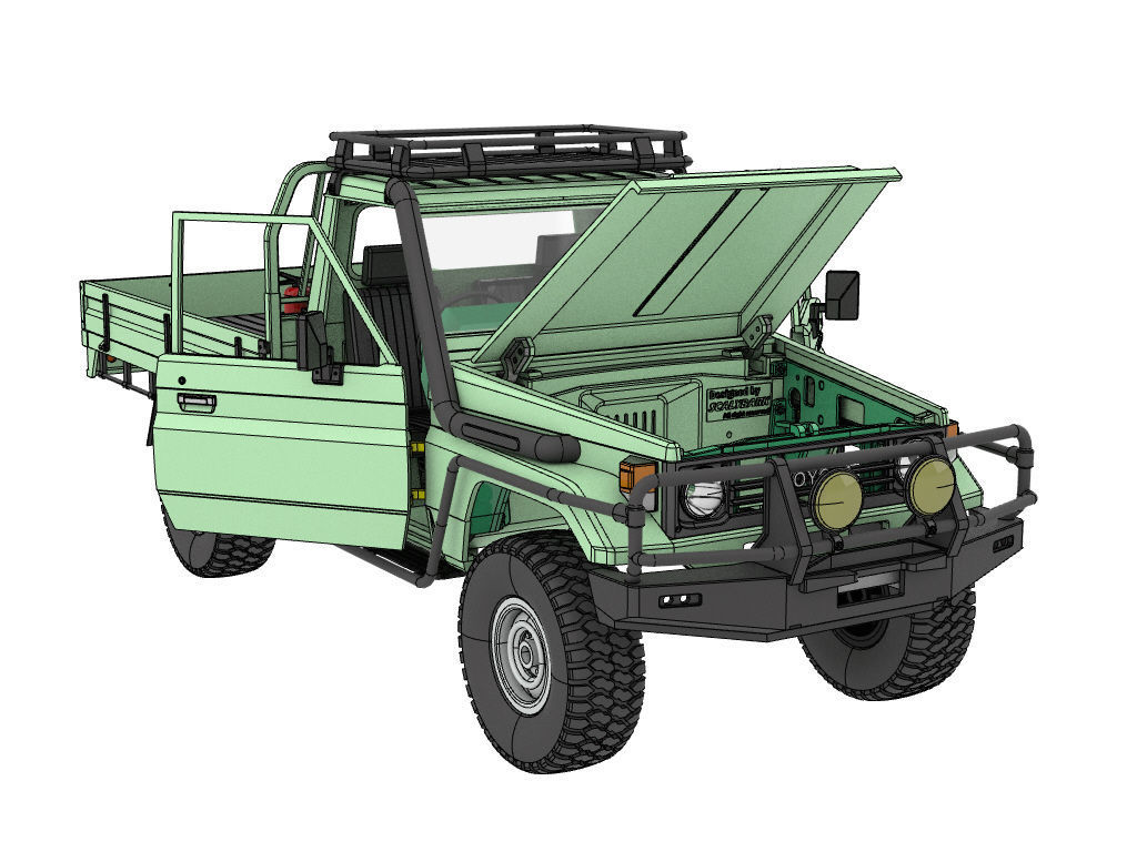 toyota land cruiser ute rc body for 1 to 10 scale RC chassis 3D model ...