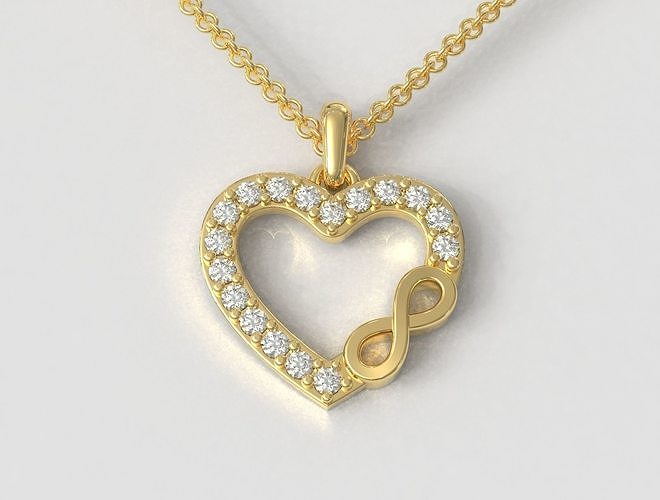 Infinity Love Pendant with diamonds 3D model 3D printable | CGTrader