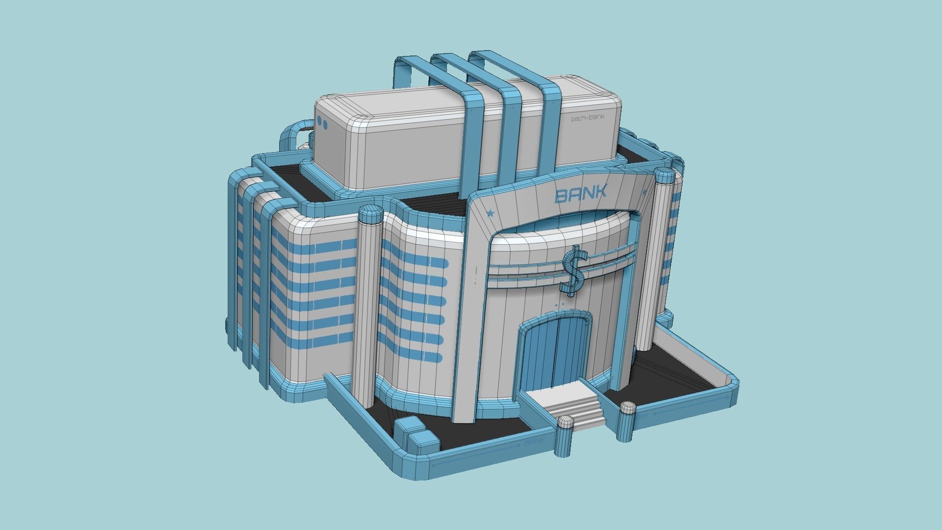 3D model SciFi Bank A01 White Blue - Sci Fi Exterior Design VR / AR ...