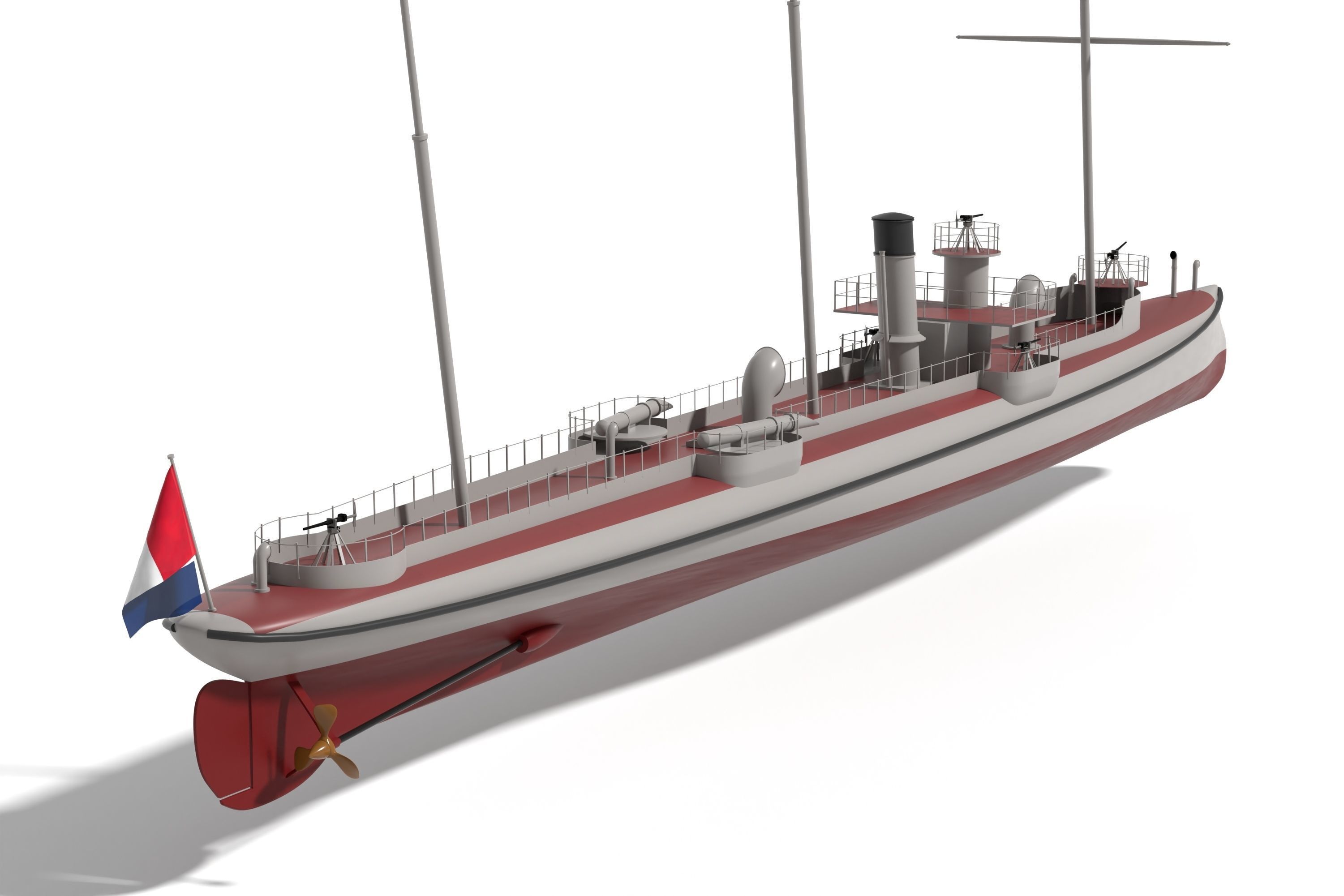 Simple model torpedo gunboat Dragonne 1885 - French Navy 3D model ...