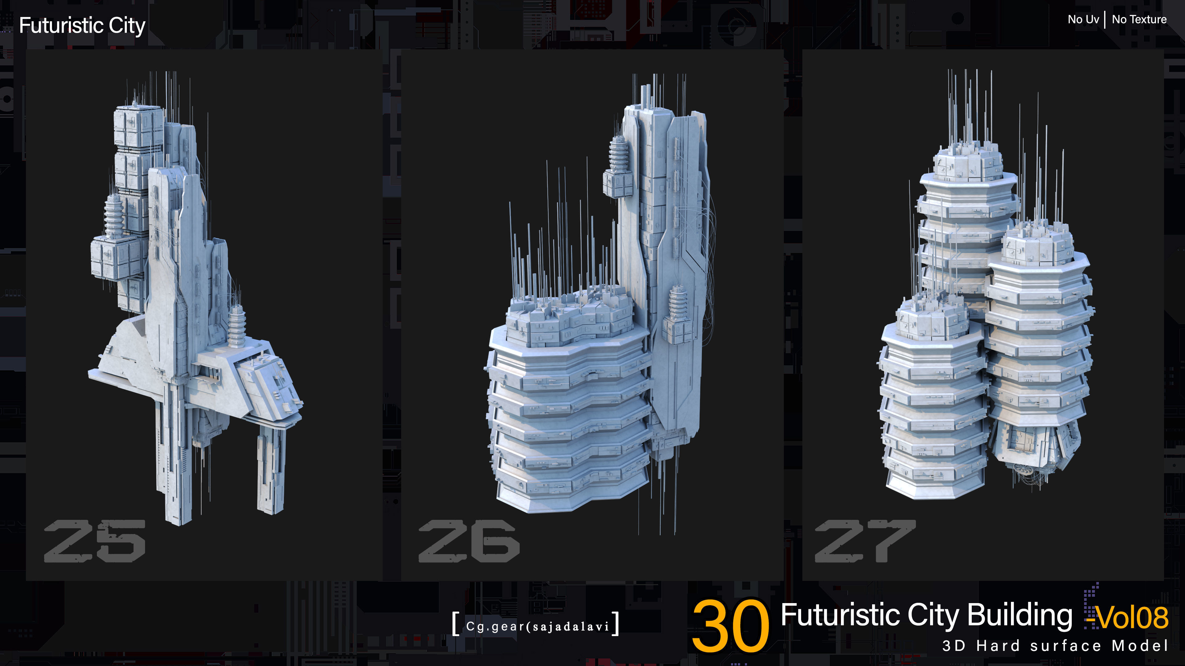 futuristic Sci-fi City Building pack vol 08 3D model | CGTrader