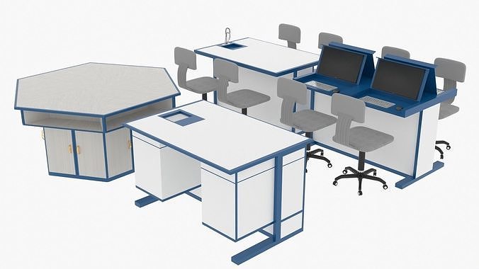 3D model laboratory desk pack VR / AR / low-poly | CGTrader