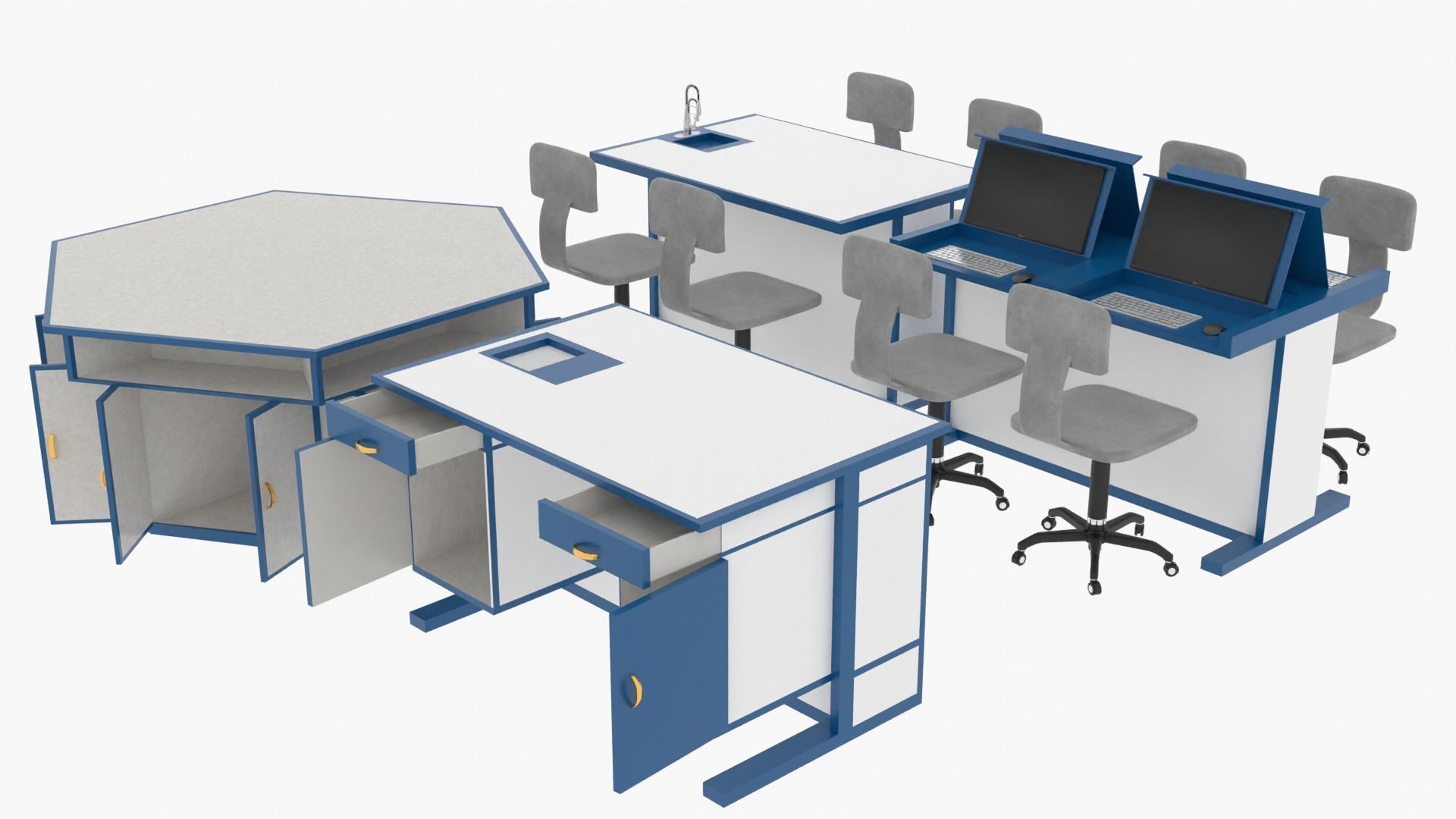 3D model laboratory desk pack VR / AR / low-poly | CGTrader