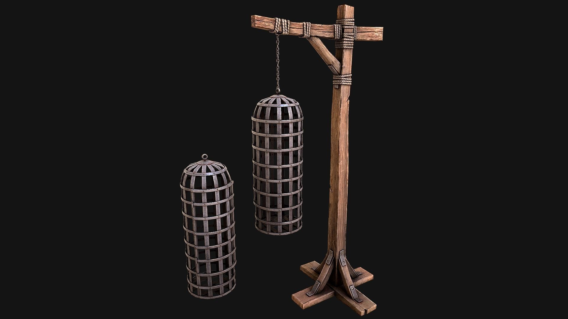 3D model Medieval Torture Cage Set VR / AR / low-poly | CGTrader