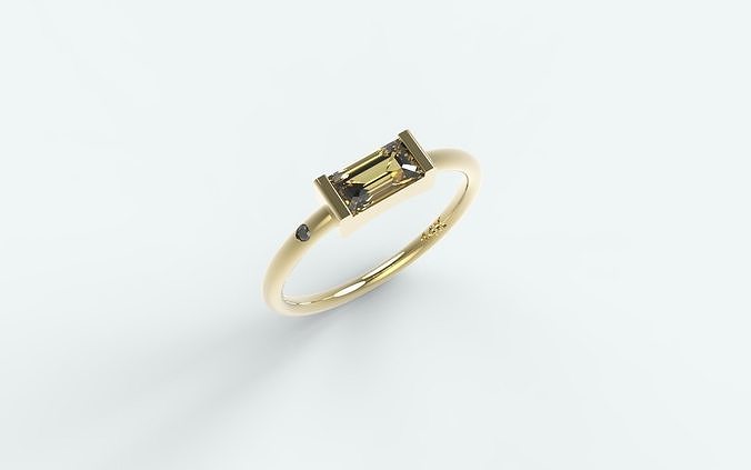 Baguette setting solitaire 3D model 3D printable | CGTrader