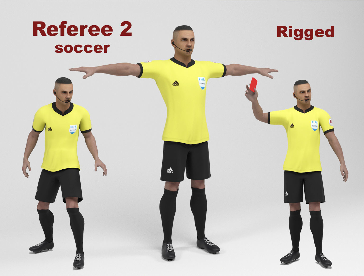 Referee 2 soccer 3D model animated rigged | CGTrader