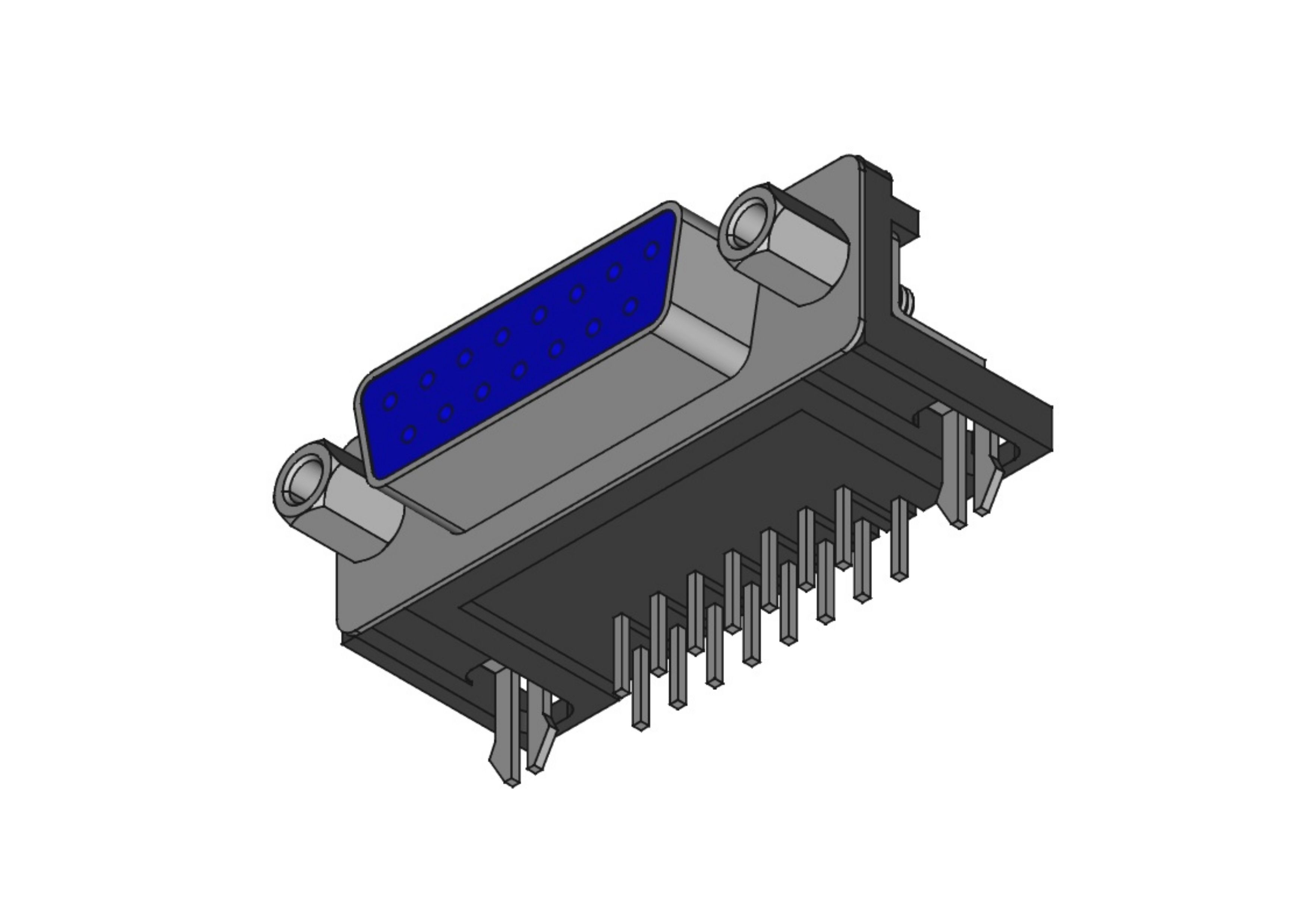 DB15 female connector elbow through hole 3D model | CGTrader