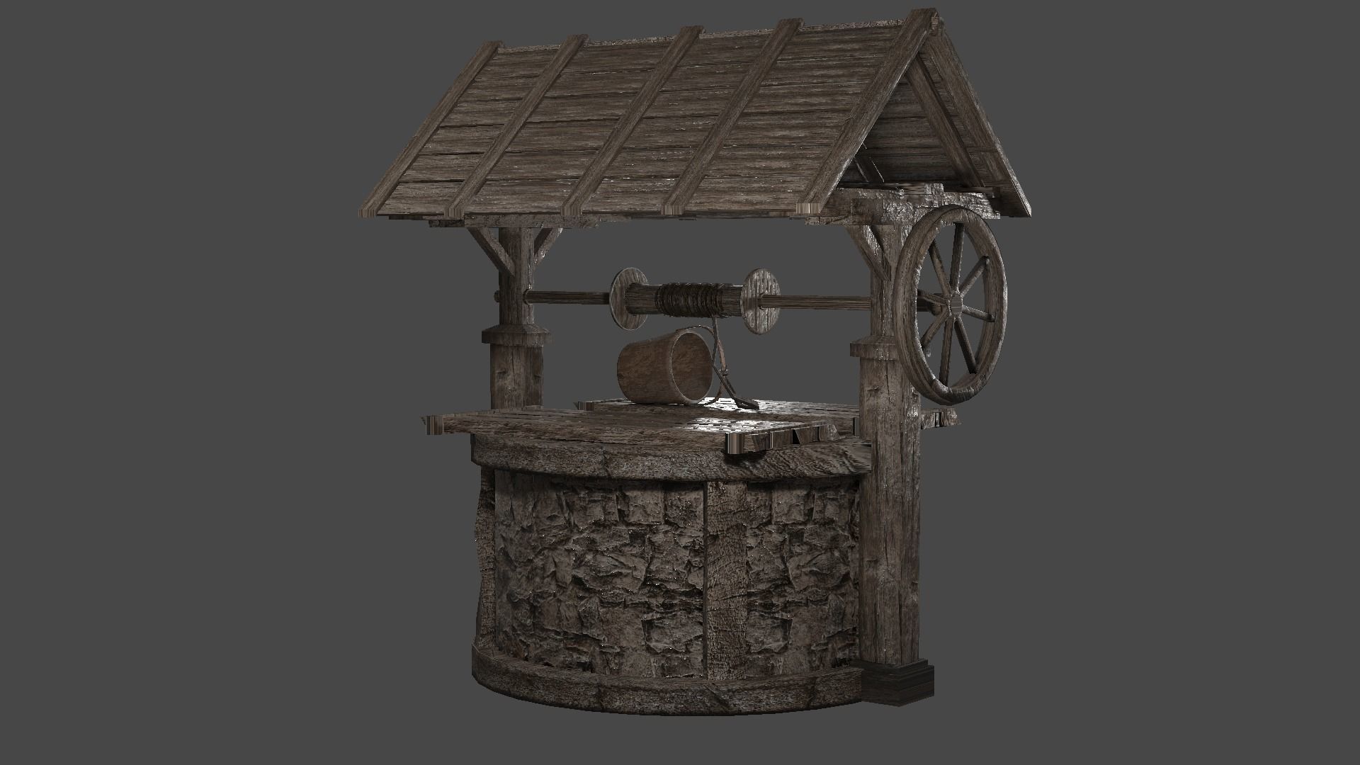 3D model Old Well Medieval with Bucket - low poly realistic VR / AR ...