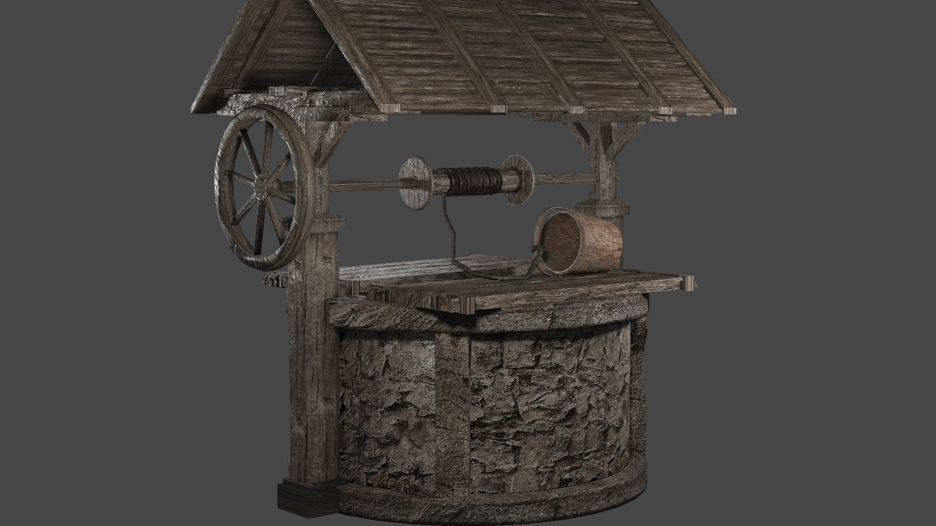 3D model Old Well Medieval with Bucket - low poly realistic VR / AR ...